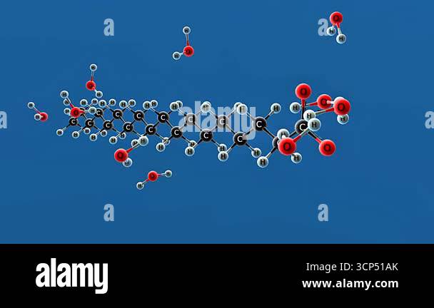 3D animation of soap anion formation, showing ionization process and ...