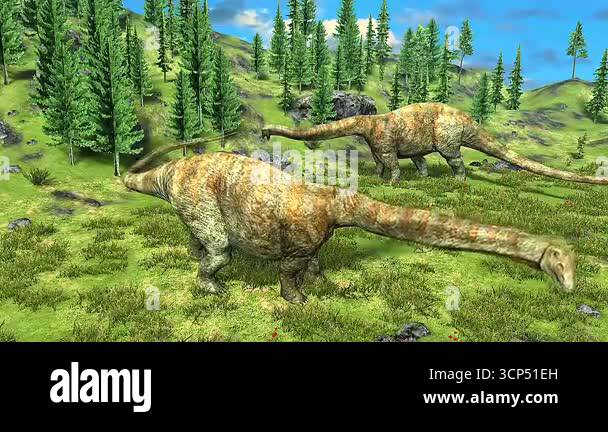3D animation of Apatosaurus, showing its massive body, long neck, and ...