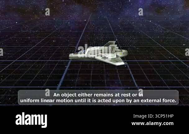3D animation explaining Newtons first law of motion, showing inertia ...