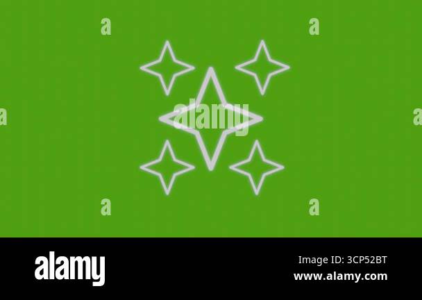 Animation blink twinkle star particle graphic simple movement on green ...