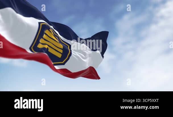 Utah Beehive Flag waving on a clear day. Seamless 3d render animation ...