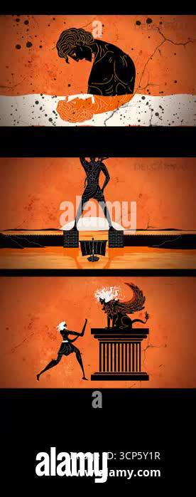 colossus of rhodes greek ancient statue and ship Stock Video Footage ...