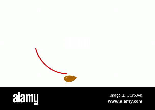 Witness the abstract animation of a red line's descent, symbolizing a ...