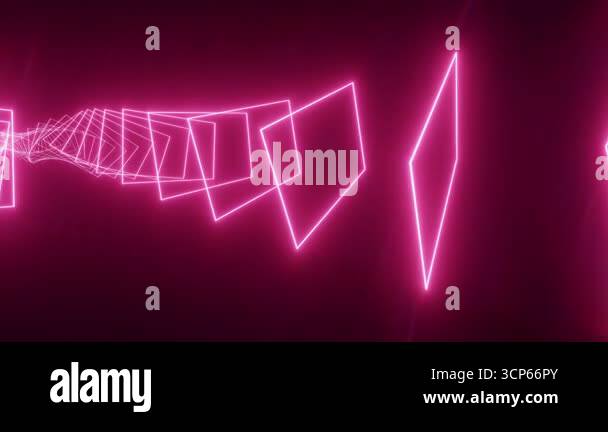 Tunnel of luminous rectangular frames glow brightly in dark space.3d ...