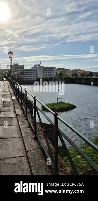 Panoramic view from the top of Mirandelas pedestrian bridge over the ...