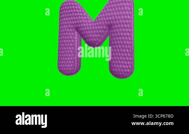 3D video animation of letter M with puff texture and magenta color,on ...