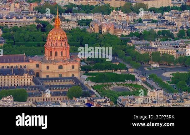 The center of Paris from the height of the Eiffel Tower. Main landmarks ...