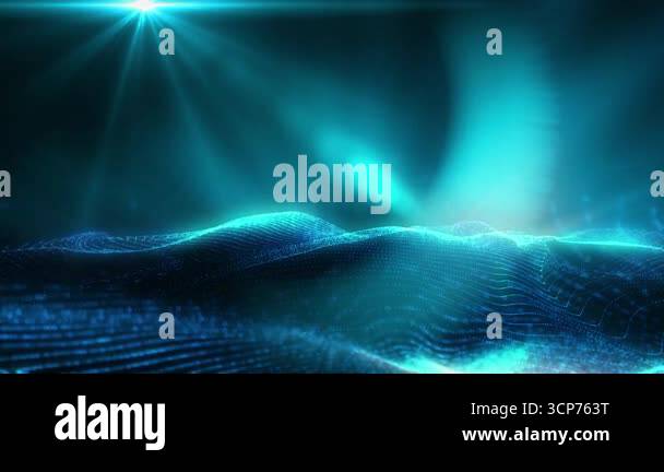 Magical waves of bright energy.High tech rainbow light ray particles ...