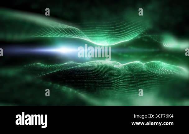 Magical waves of bright energy.High tech rainbow light ray particles ...