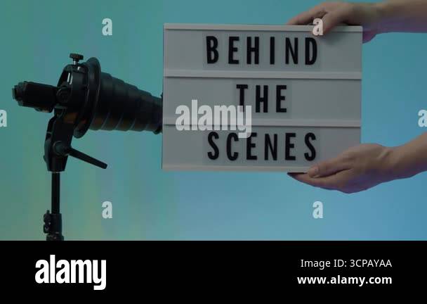 Behind the Scene. Cinematic lightbox sign displaying the text Behind ...