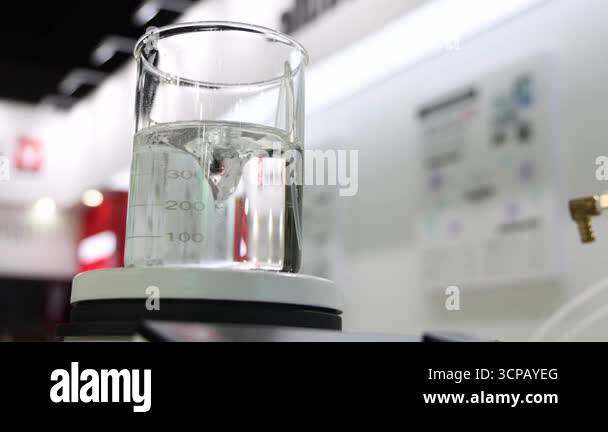 Chemical liquids. Laboratory glassware with colorful chemical liquids ...