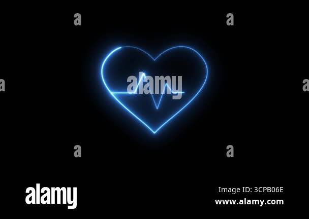 A dynamic looping animation showcases a blue neon heart with an active ...