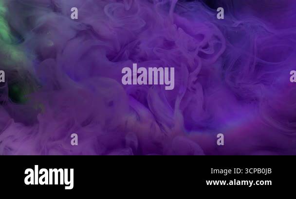 Mist swirl. Gleam flow. Violet purple paint curl spread in water ...