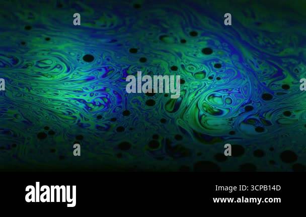 Gasoline blur texture. Swirl soap. Spectrum bubble liquid glowing blue ...