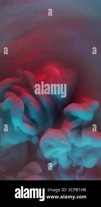 Vertical video. Metallic ink. Glitter stream. Glossy beige red blue ...