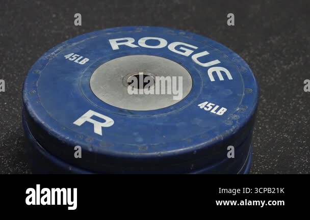 NEW YORK, USA - JANUARY 12, 2025: This premium blue weight plate from ...