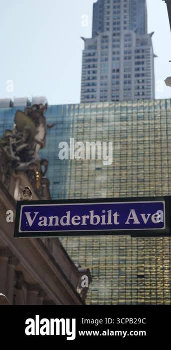 A captivating street view showcasing the iconic Vanderbilt Avenue sign ...