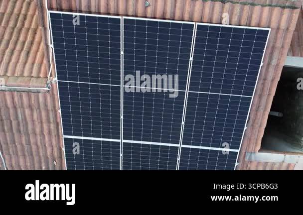 Solar energy with cell panels or PV modules installed on top of house ...