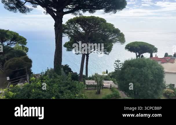 Ravello village with churches over sea, Amalfi coast of Italy Stock ...