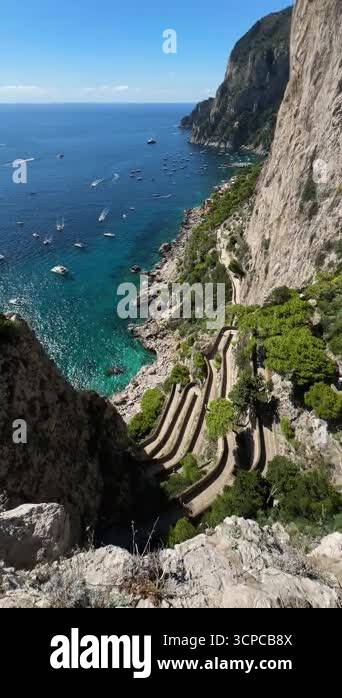 Via Krupp vintage stairs to sea, Capri island, Italy Stock Video ...