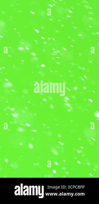 It is snowing. White snowflakes drifting across a clean green screen ...