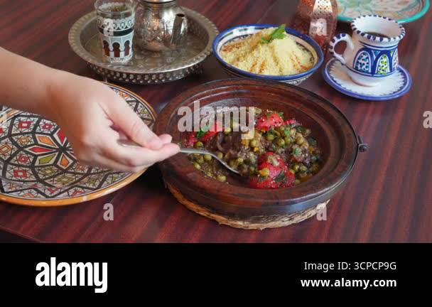 Moroccan Tajine Meat Stew, Traditional Morocco Tagine, Arabic Marqa ...