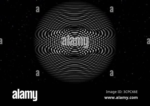 Animation of optical art sphere on galaxy background. Hypnotic ...