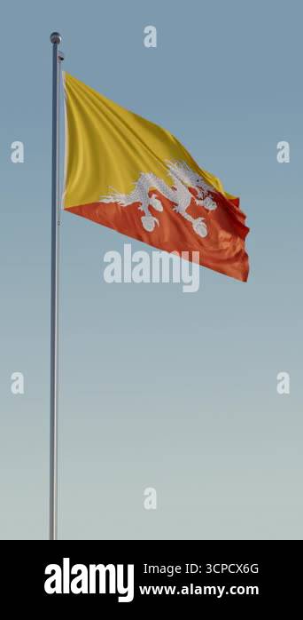 Bhutan Flag Seamless Loop Cinematic Realistic Waving Blue Sky Stock ...
