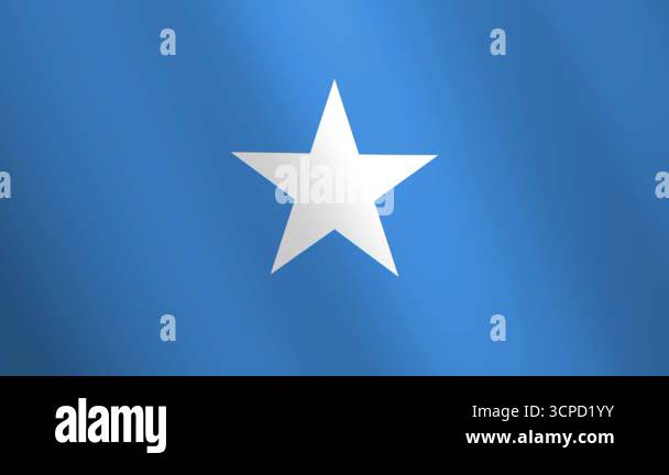 Waving national flag of Somalia. Light blue field with a central white ...