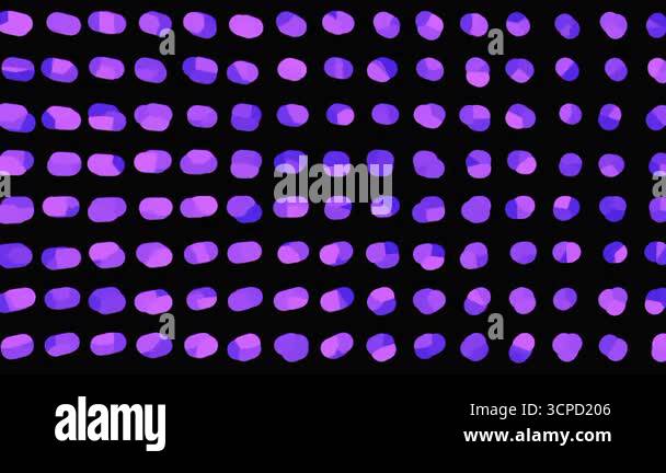 Abstract animation of a purple dot grid transitioning from ordered ...