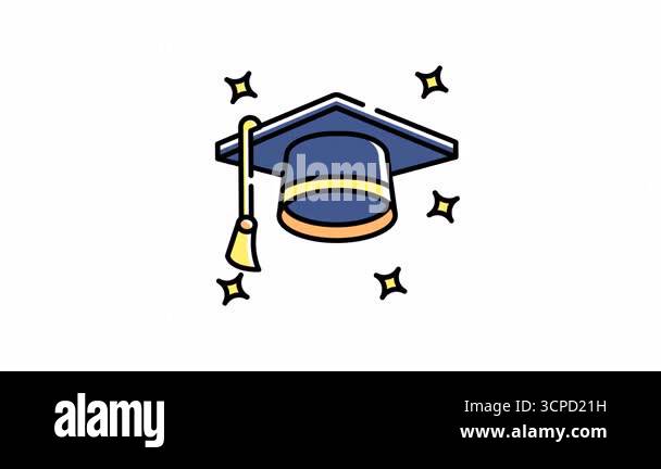 Graduation cap animation surrounded by twinkling stars, perfect for ...