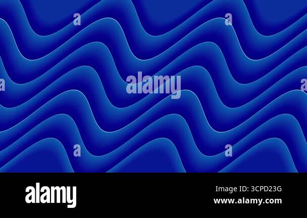 Animated background of blue horizontal wavy stripes. The abstract 3D ...