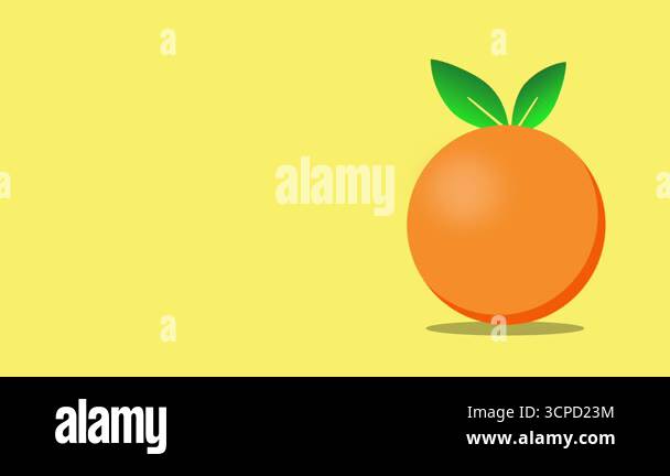 2D cartoon orange fruit icon bouncing. Minimalist citrus animation with ...