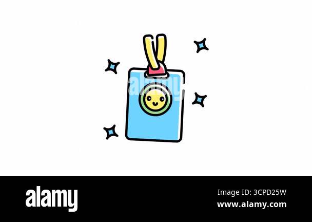 animation of College student id card with blue badge and happy face ...