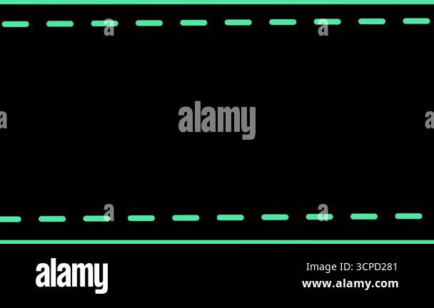 Animated dashed line border. Green marquee frame on a black background. Seamless loop with copy ...