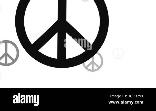 Floating peace symbols animation. A pattern of gray peace signs moves ...