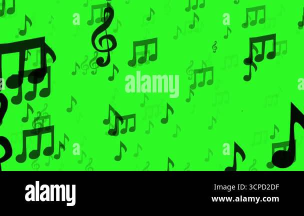Floating musical notes animation. Black music symbols fly through 3D ...