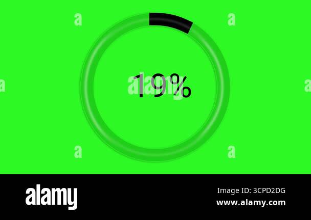 Circular progress bar animation from 0 to 100 percent. Black loading ...