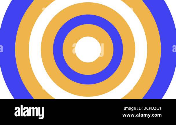 Coiled animation of blue, orange, and white centered shapes that appear ...