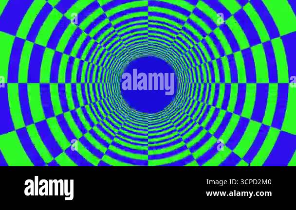 Green and blue checkered tunnel animation. An abstract, hypnotic vortex ...