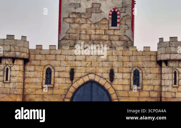 This is a beautifully designed castle structure that features a ...