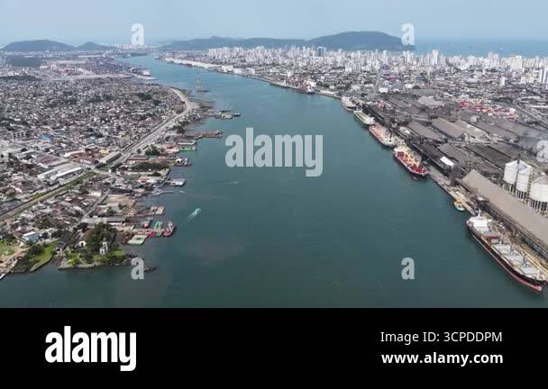 Port Of Santos At Santos In Sao Paulo Brazil. Maritime Transportation ...