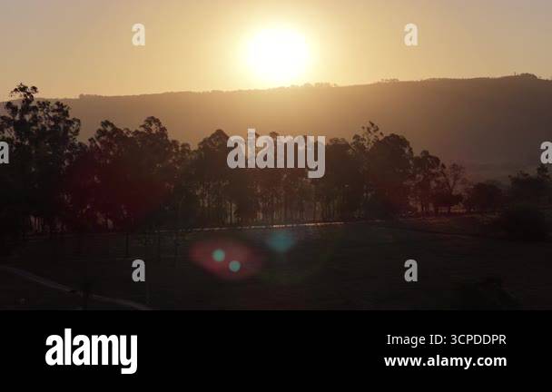 Dramatic Sunset Landscape at Scenic Green Valley Mountains. Rural Life ...