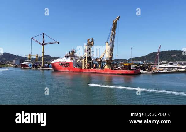 Port Of Santos At Santos In Sao Paulo Brazil. Maritime Transport ...