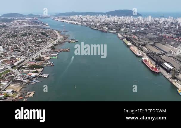 Port Of Santos At Santos In Sao Paulo Brazil. Maritime Transport ...