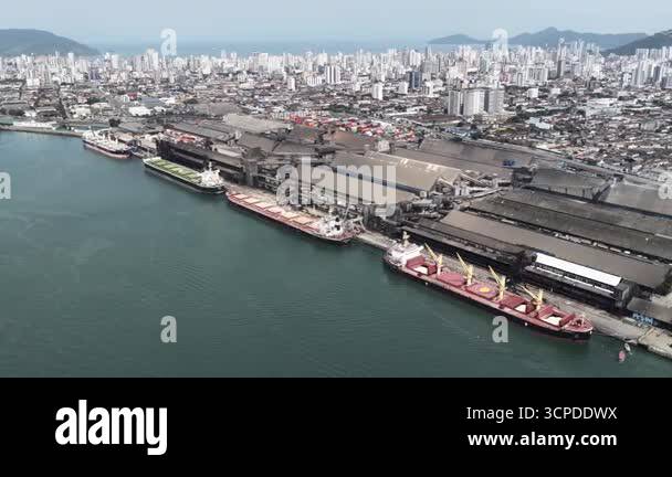 Port Of Santos At Santos In Sao Paulo Brazil. Maritime Transportation ...