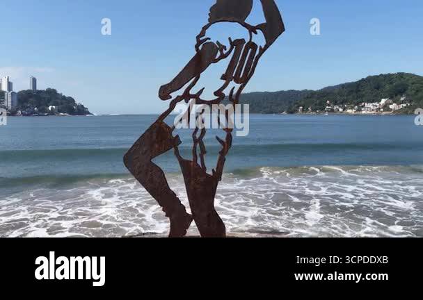 Pele Statue At Sao Vicente In Sao Paulo Brazil. Beach Landscape. King ...