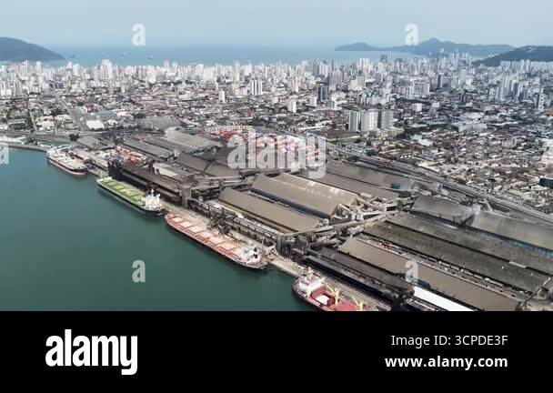 Port Of Santos At Santos In Sao Paulo Brazil. Maritime Transportation ...