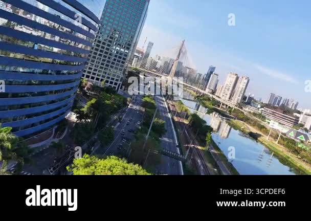 Pinheiros Road At Sao Paulo In Brazil. Downtown Cityscape. Traffic Road ...