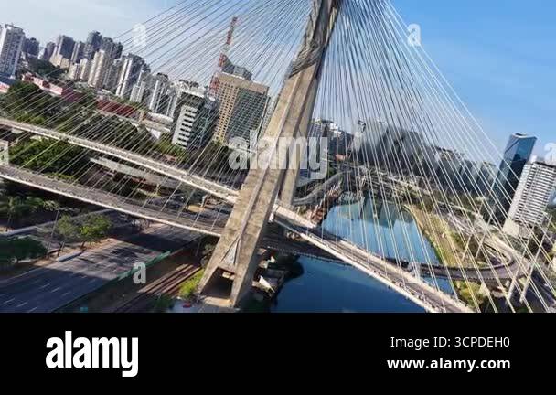 Cable Bridge At Sao Paulo In Brazil. Downtown Cityscape. Cable Bridge ...